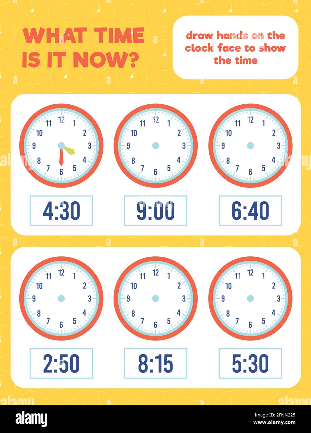 What time is it? Draw hands on the clock face. Time worksheet practice ...