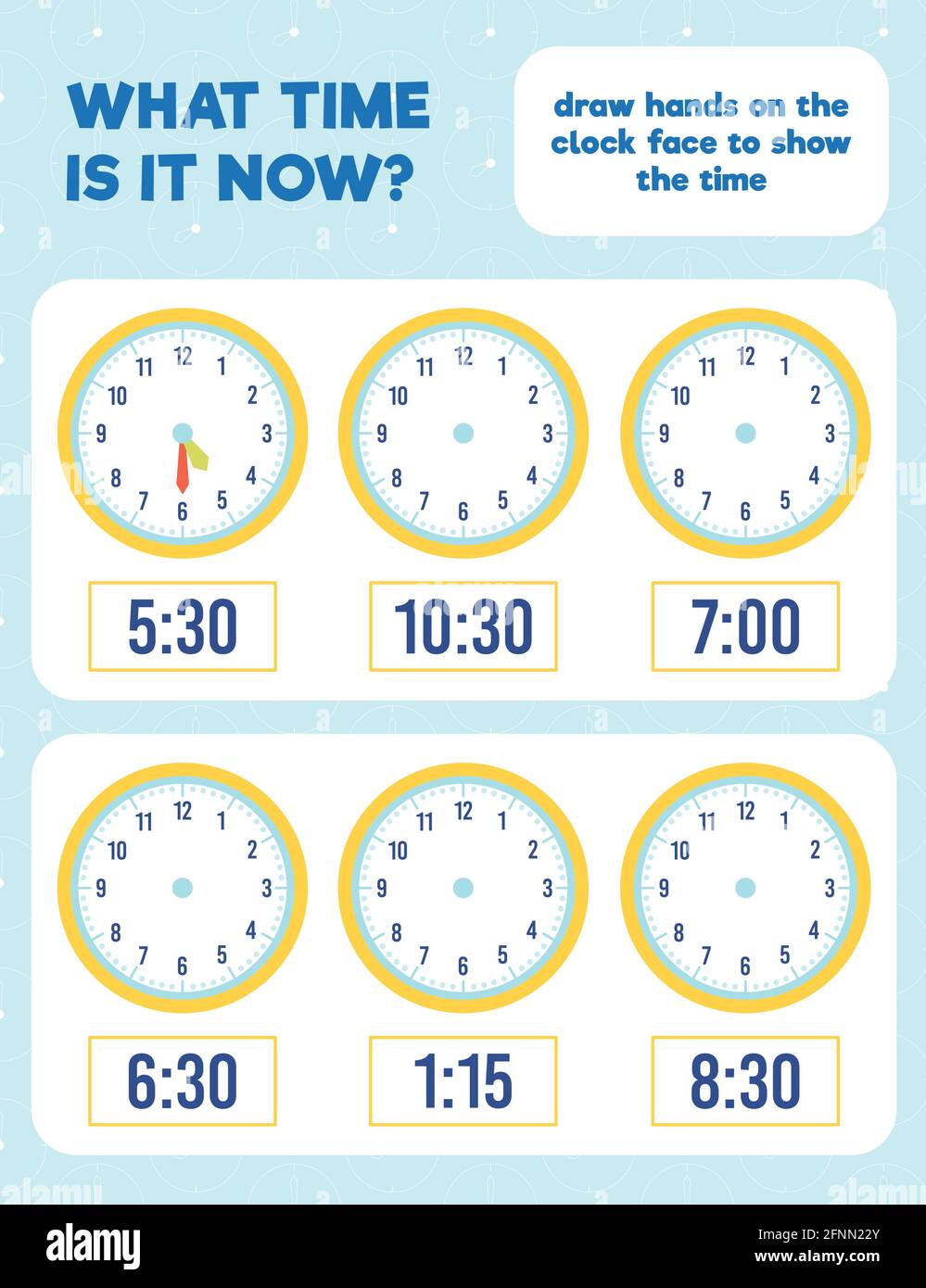 What time is it? Draw hands on the clock face. Time worksheet practice ...
