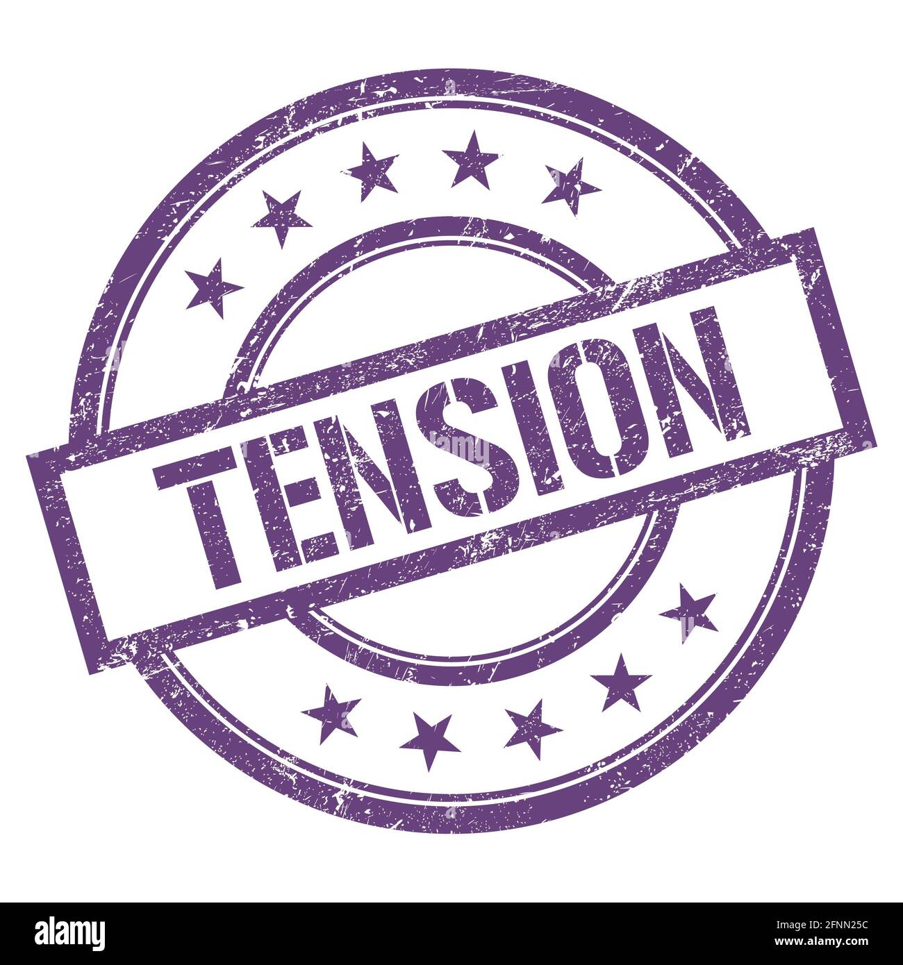TENSION text written on purple violet round vintage rubber stamp Stock ...