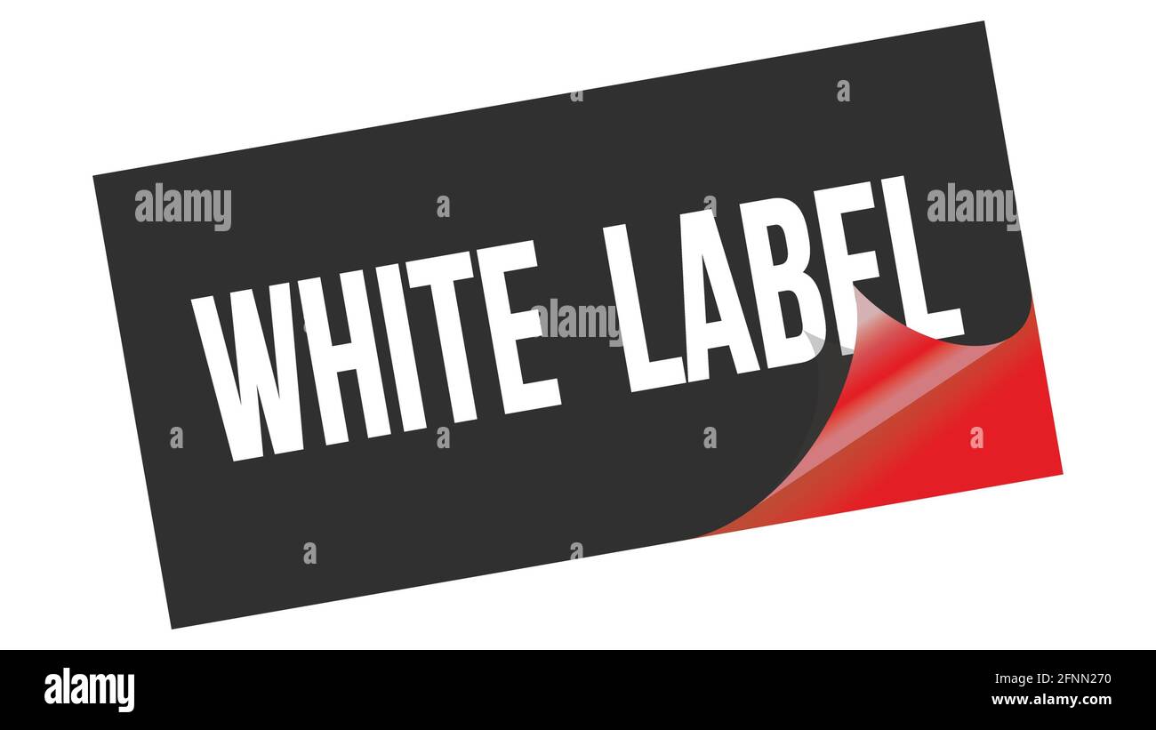 WHITE LABEL text written on black red sticker stamp Stock Photo - Alamy