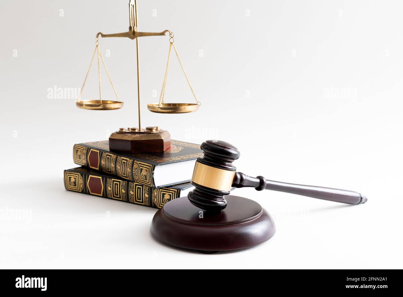 Law concept with wooden gavel and weight scale. Lawyer, attorney ...