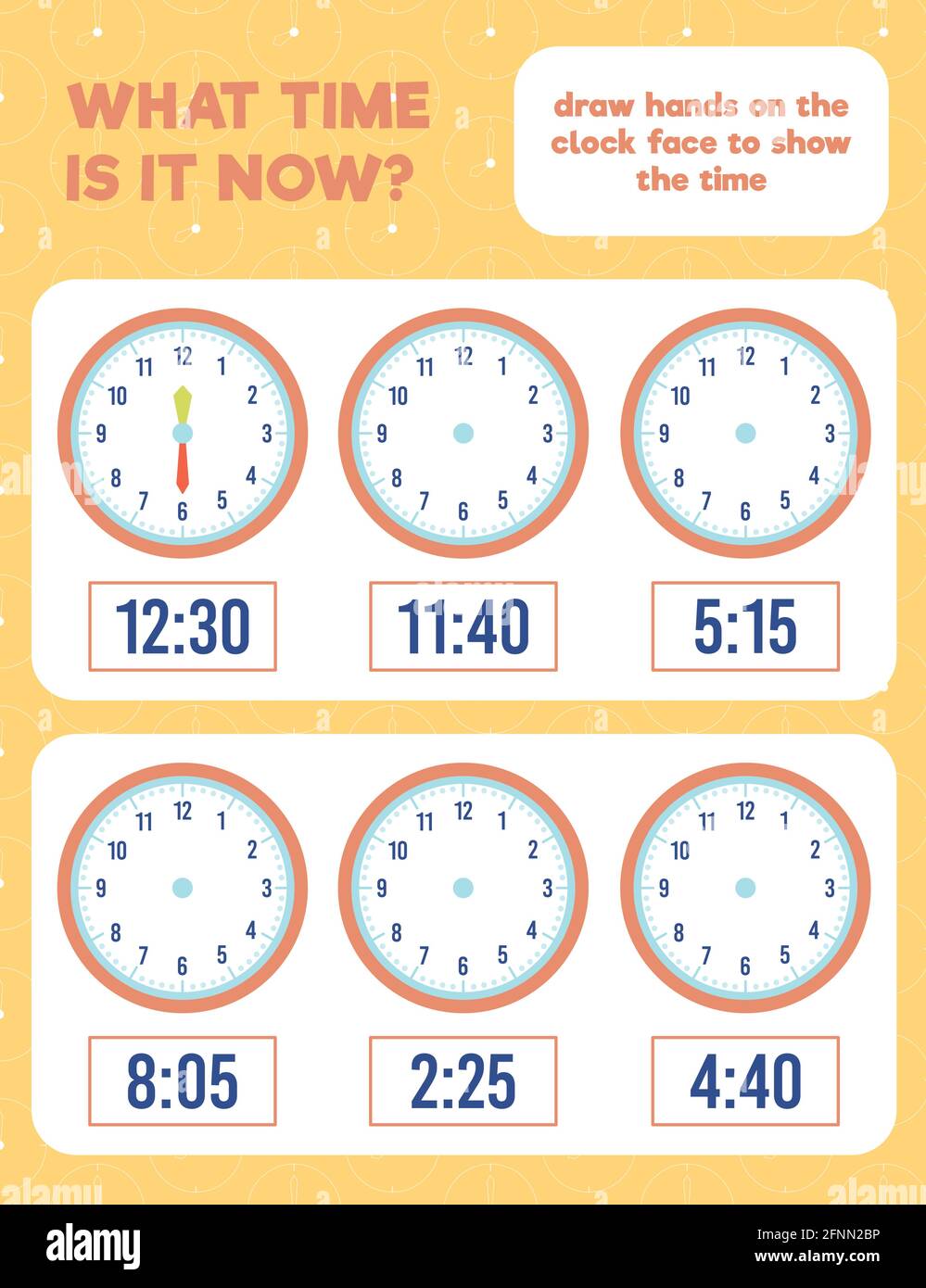 What time is it? Draw hands on the clock face. Time worksheet practice ...