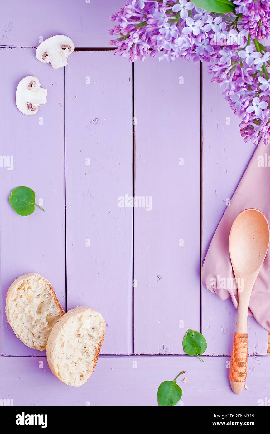 the inscription cooking on a purple background Stock Photo - Alamy