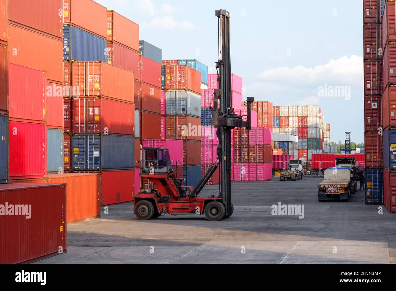 Container truck in port for shipping container logistics business ...