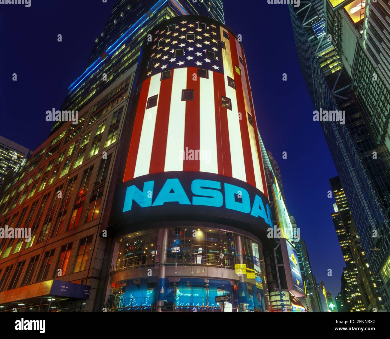 Nasdaq exchange times square us flag hi-res stock photography and ...