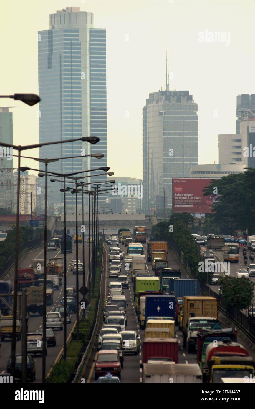 Traffic on inner ring road, toll road in Jakarta, Indonesia Stock Photo ...