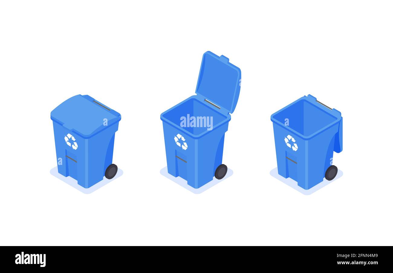 Garbage container icons set on a white background. Flat vector ...