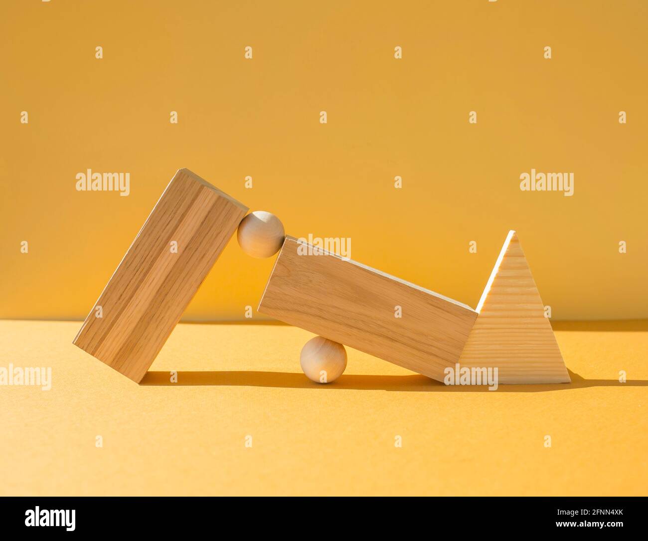 Abstract geometrical composition with many wooden figures. Art and ...