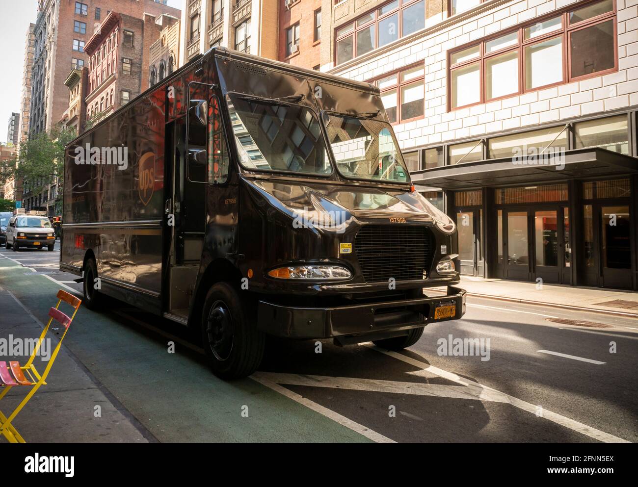 Delivery truck from UPS in the Chelsea neighborhood of New York on ...