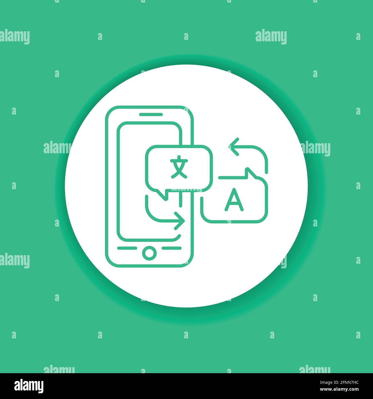 Language translator mobile application in smartphone color glyph icon ...