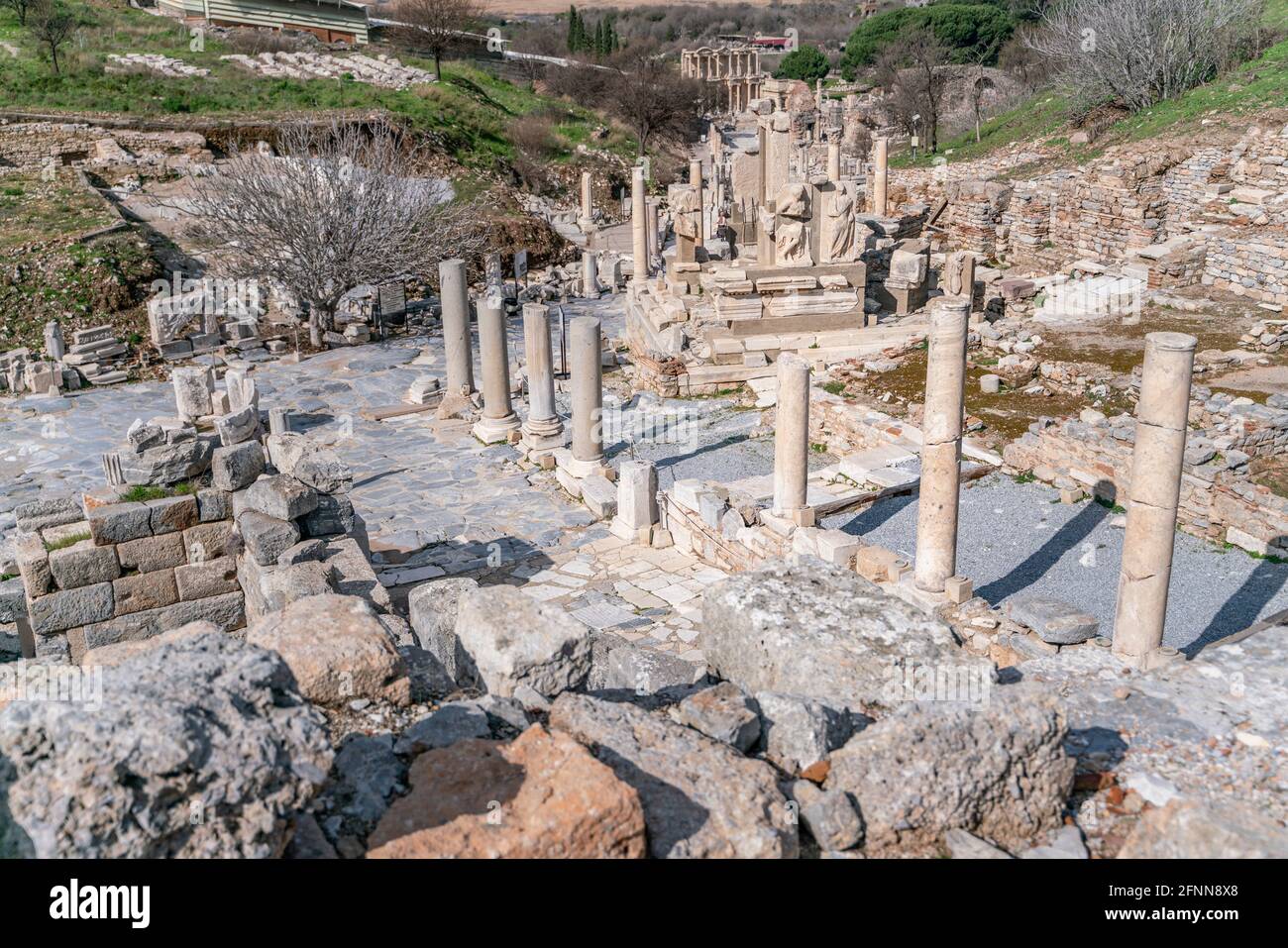 Selcuk, Izmir, Turkey - columns of Memmius Monument in Ephesus ruins ...
