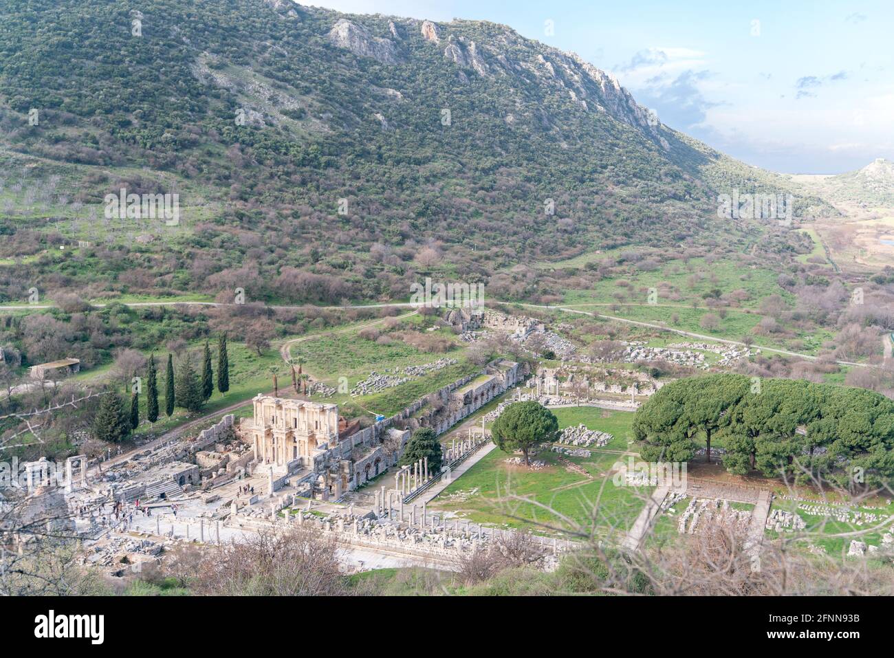 EPHESUS, TURKEY - Tourists are visiting Ephesus. Library of Celsus in ...