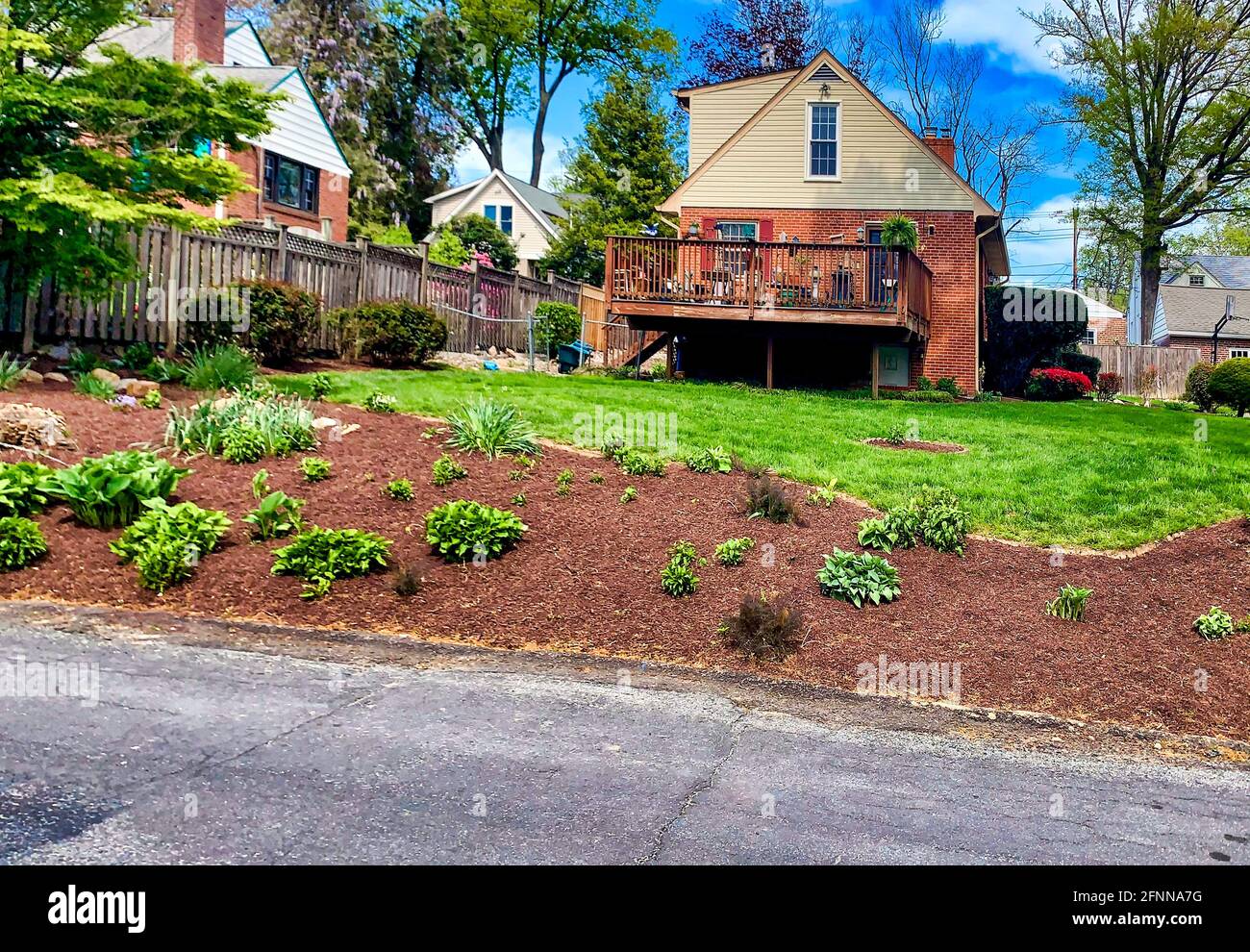 Landscaping in a suburban house Stock Photo - Alamy