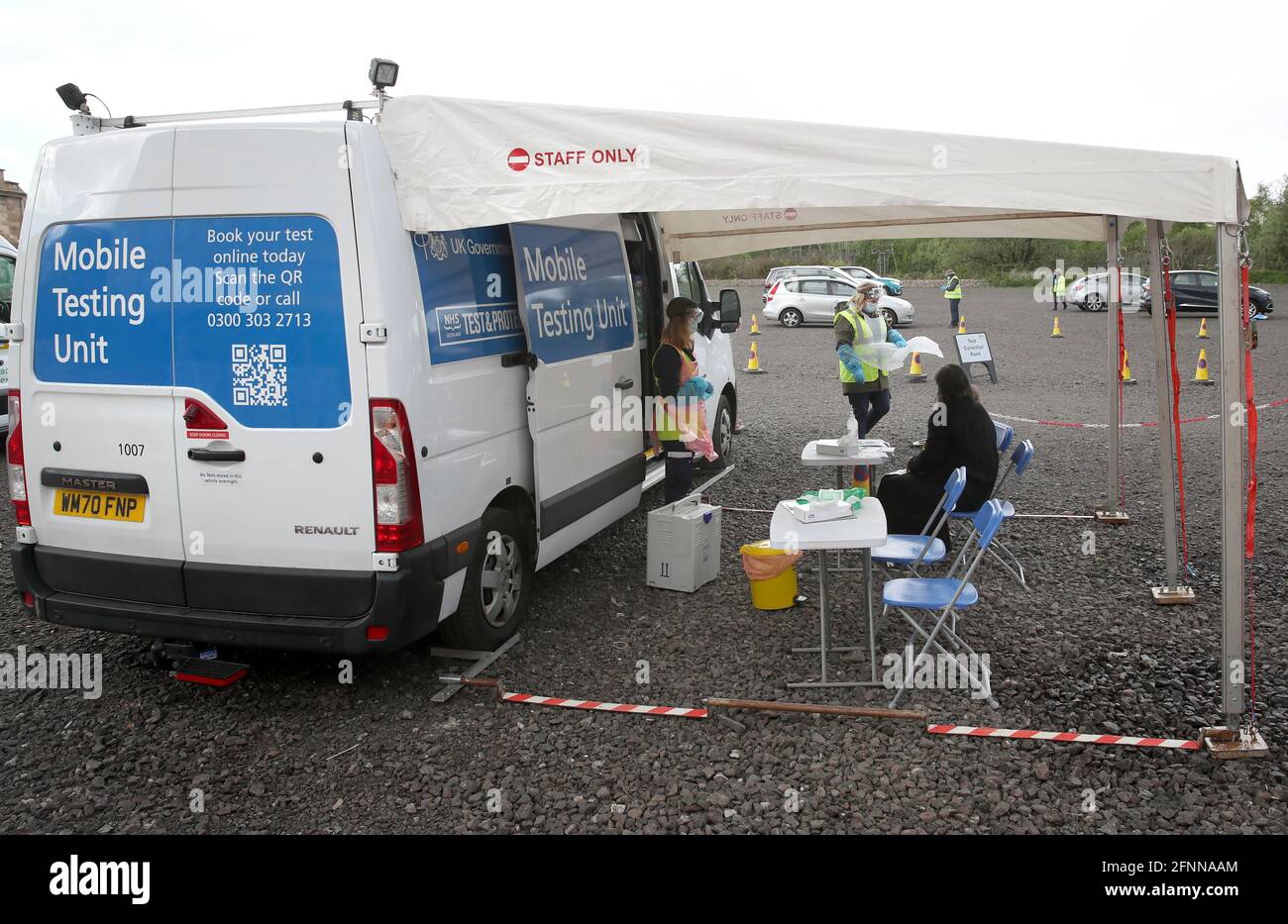 Staff from the Scottish Ambulance Service run a Covid Mobile Testing ...