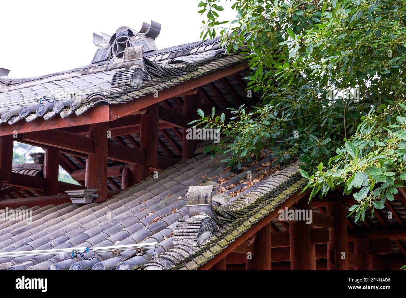Chinese traditional tiled house with wooden structure, tile roof Stock ...