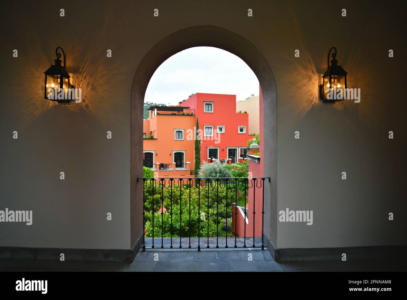 Landscape with scenic view of the 5 star Rosewood Hotel rooms as seen ...