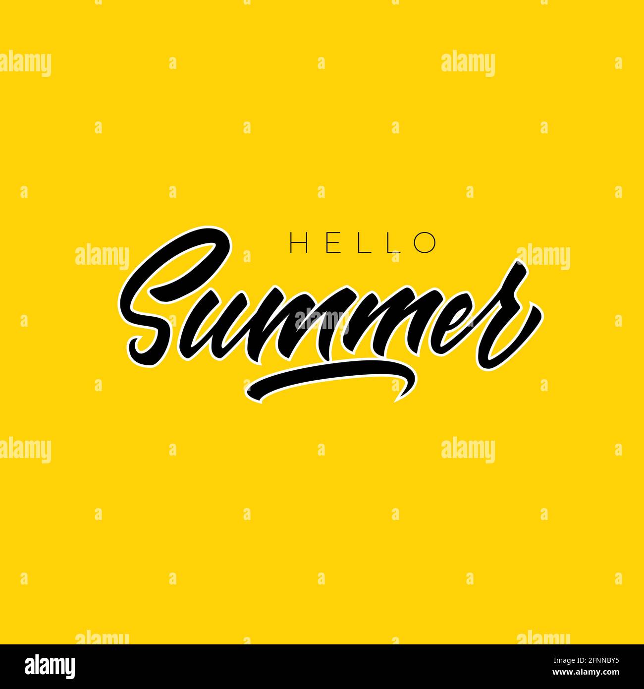 Hello summer modern lettering. Brush pen script in vector Stock Vector ...