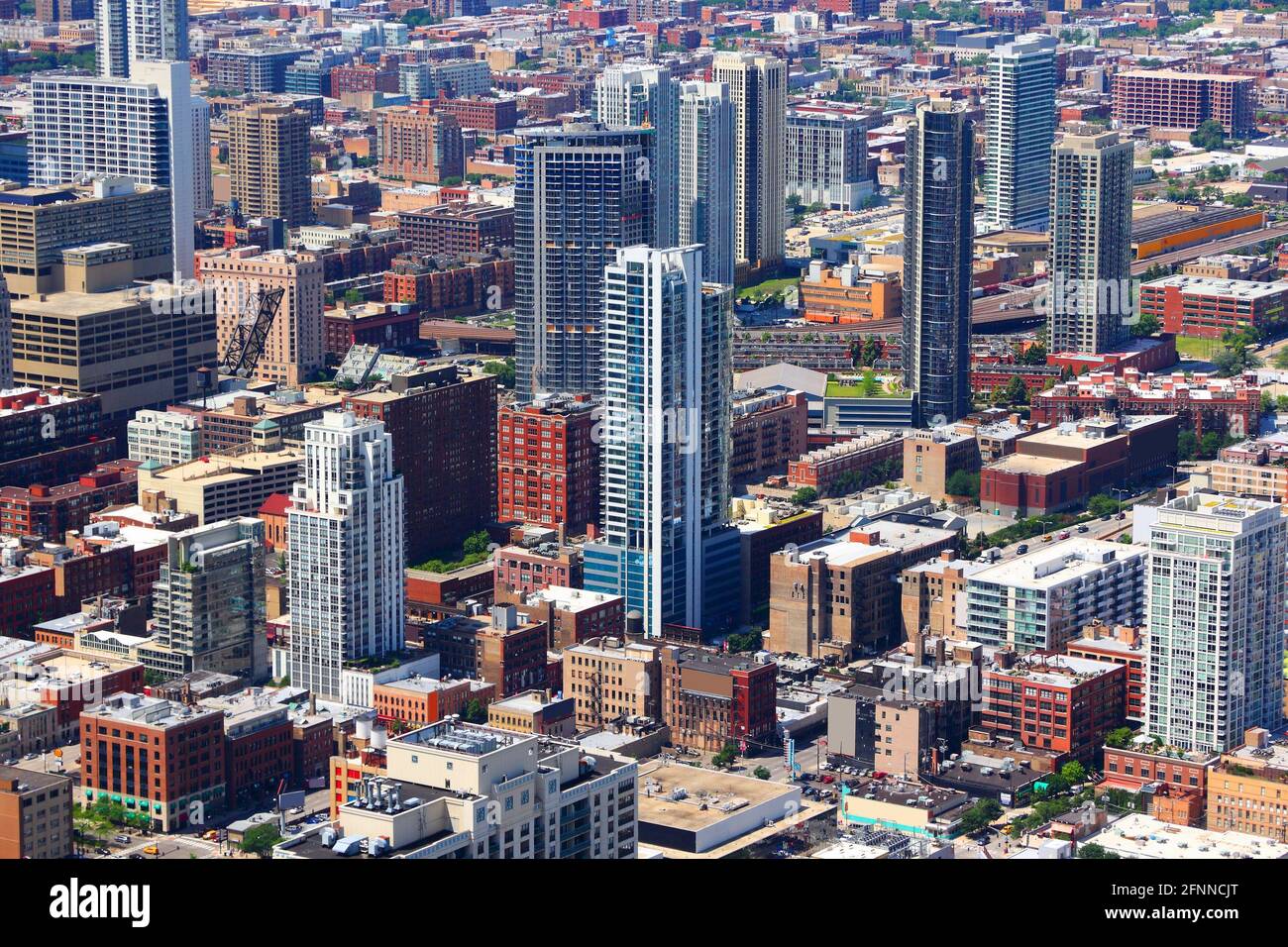 Chicago city aerial view - cityscape of The Loop. United States urban ...