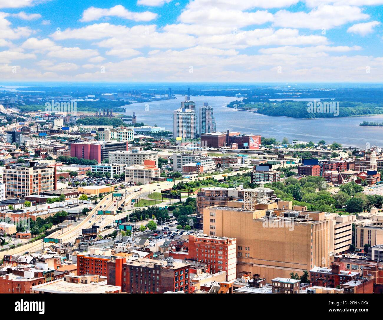 Aerial freeway traffic philadelphia city hi-res stock photography and ...