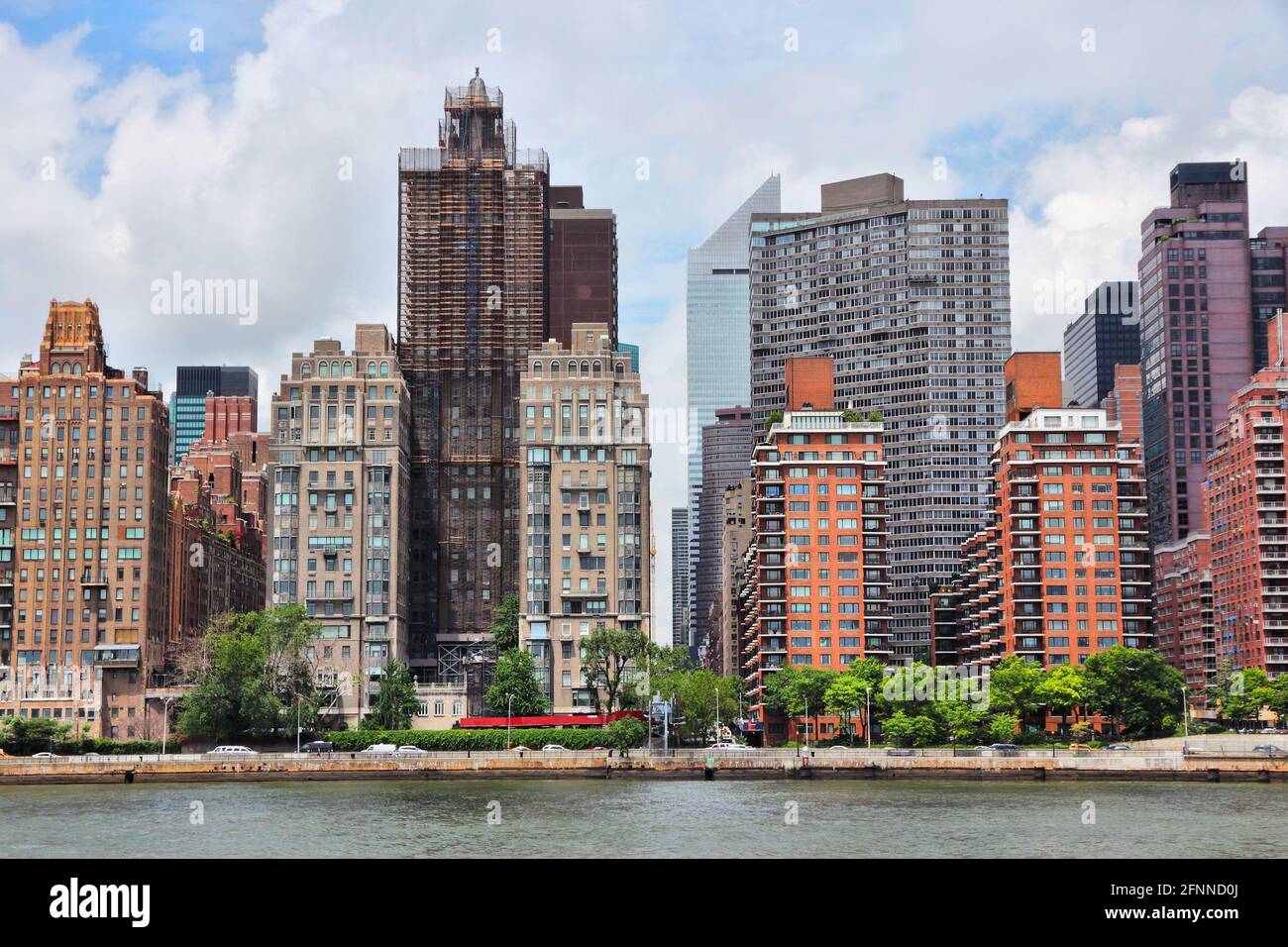Midtown East area of New York City. Manhattan skyline with East River ...