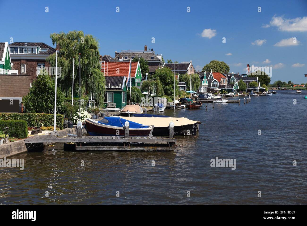 Zaandijk, Netherlands. Quaint Dutch village view with Zaan river Stock ...