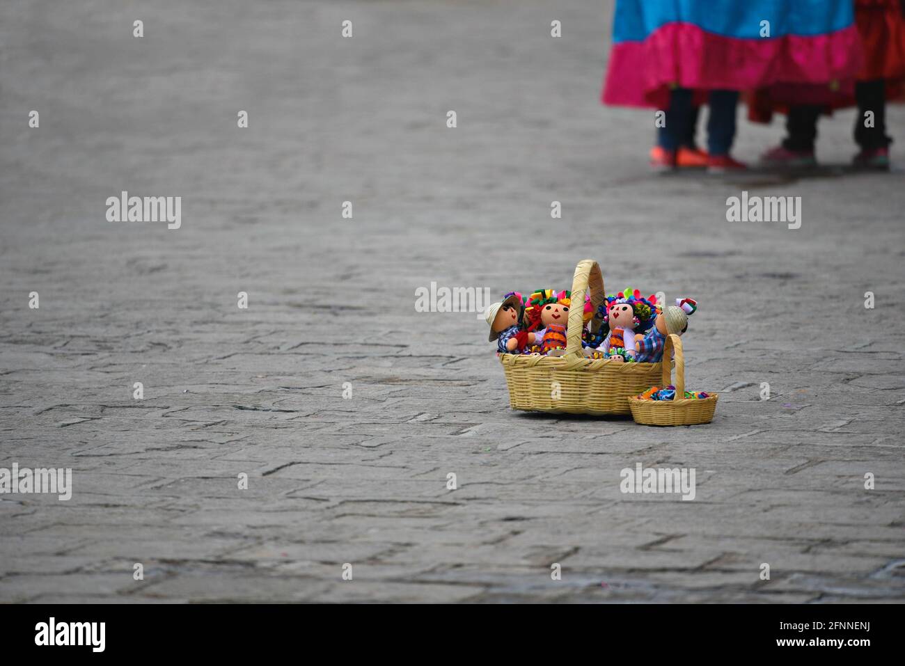 Authentic "Marias" the traditional handmade rag dolls in a wicker ...