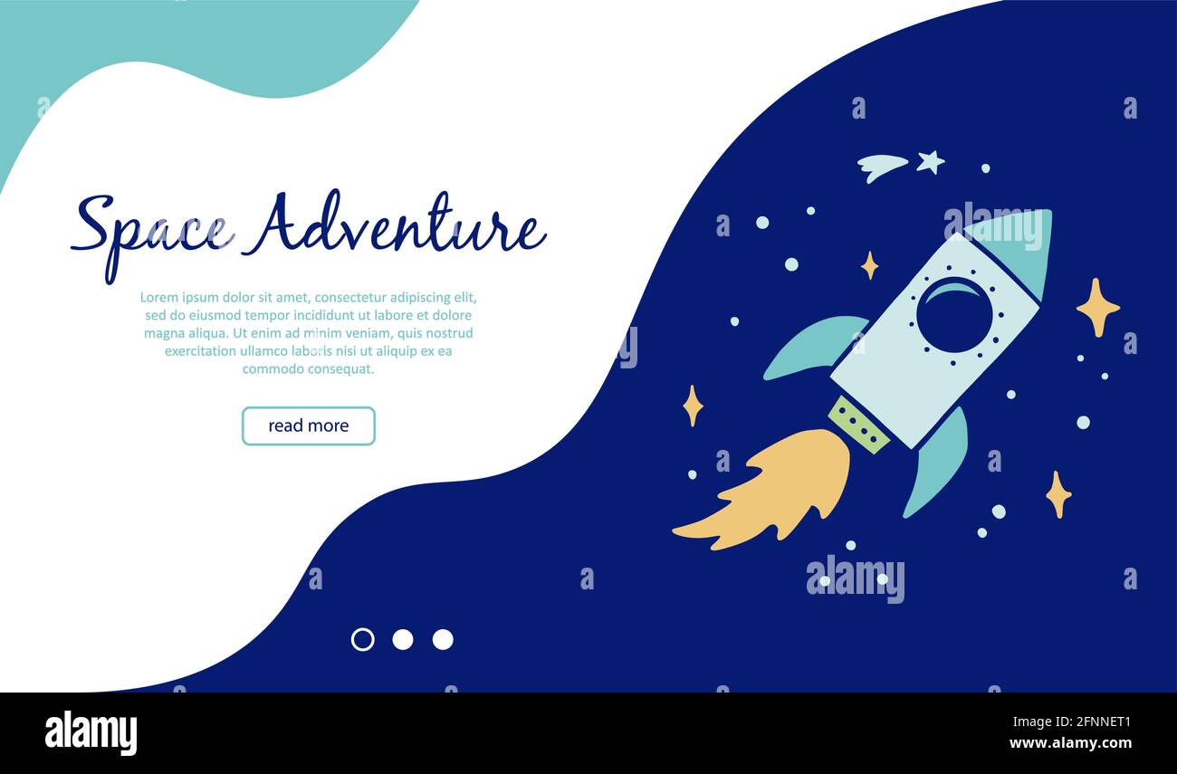 Cute cartoon Space banner template. Hand drawn kids style vector ...