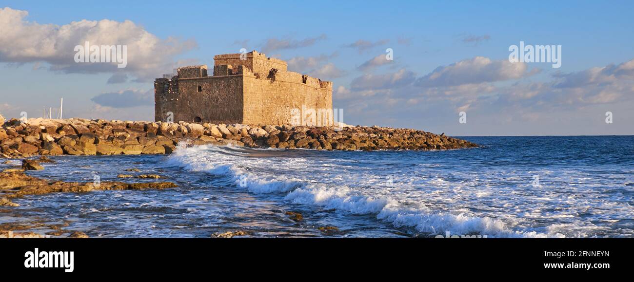 Pafos port Castle, also known as Turkish Castle in Pathos, Cyprus Stock ...