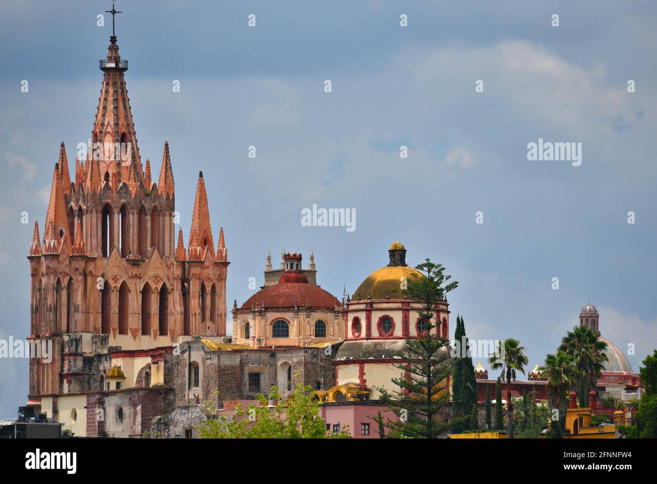 Landscape with scenic view of the neo-Gothic Parroquia de San Miguel ...