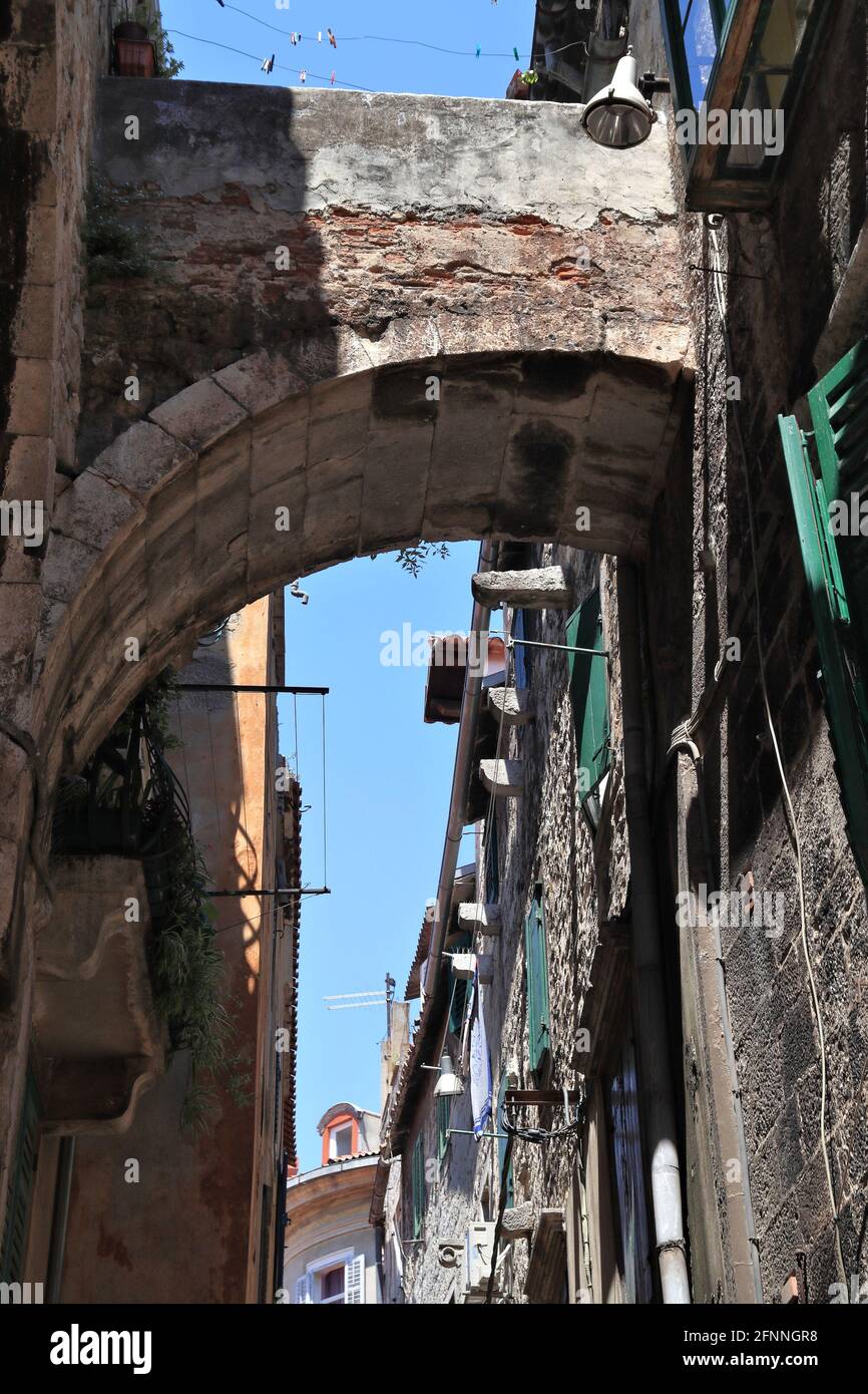 Split, Croatia. Old Town street in Croatia. Street view with ...