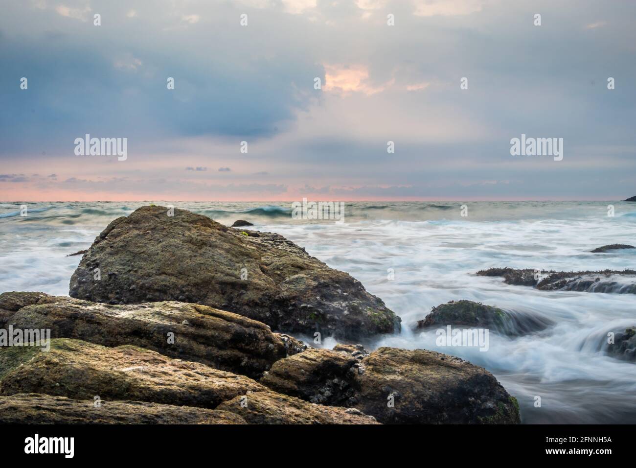 Beautiful rock near white beach showing the art of the nature Stock ...