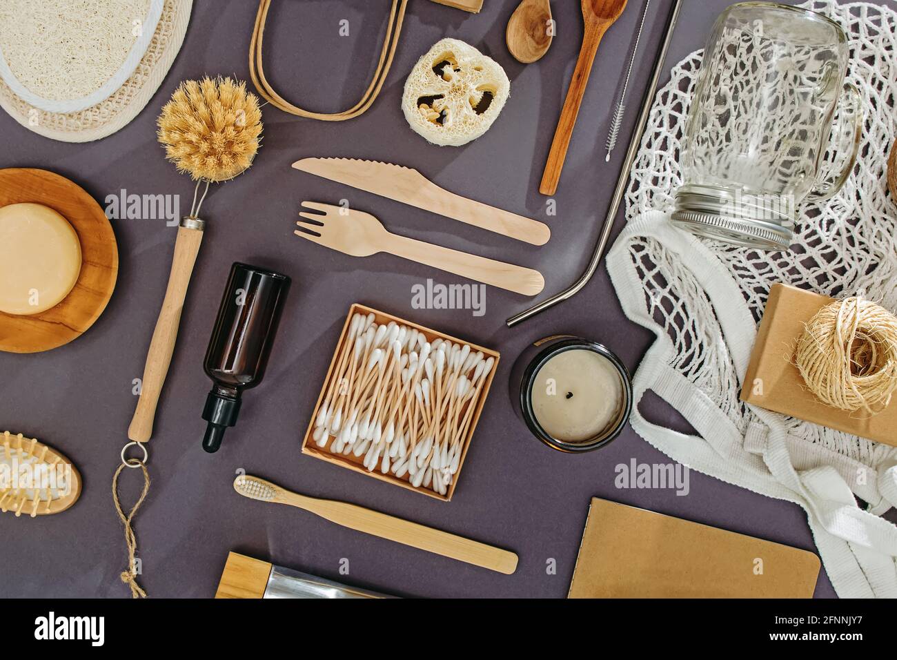 Set of zero waste and reusable products from natural materials Stock ...