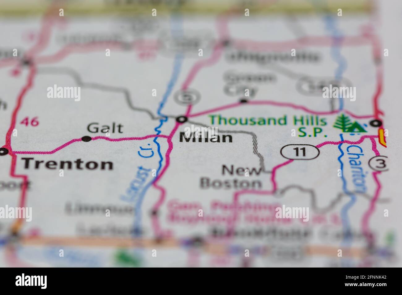 Milan Missouri USA shown on a Geography map or road map Stock Photo - Alamy