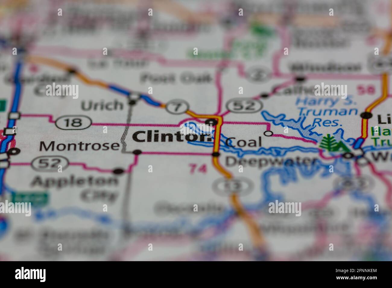 Clinton Missouri USA shown on a Geography map or road map Stock Photo ...