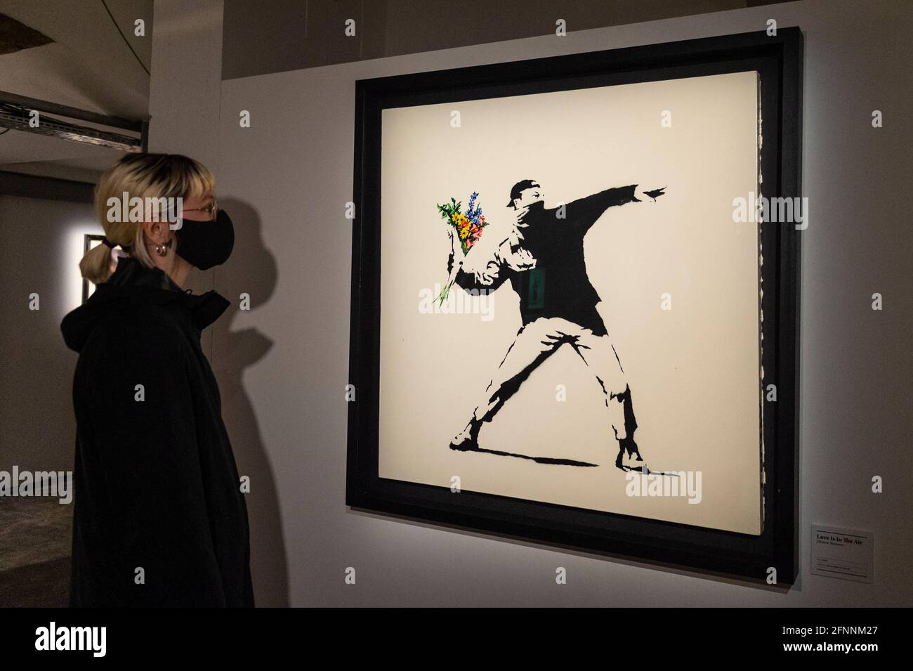 Banksy art flower thrower hi-res stock photography and images - Alamy