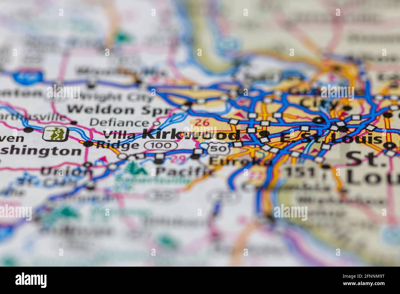 Kirkwood Missouri USA shown on a Geography map or road map Stock Photo ...