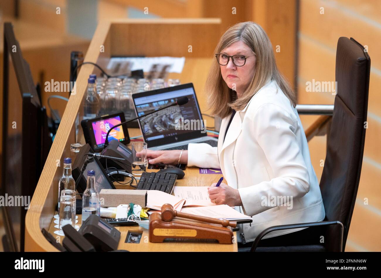 Presiding Officer of the Scottish Parliament Alison Johnstone presides ...