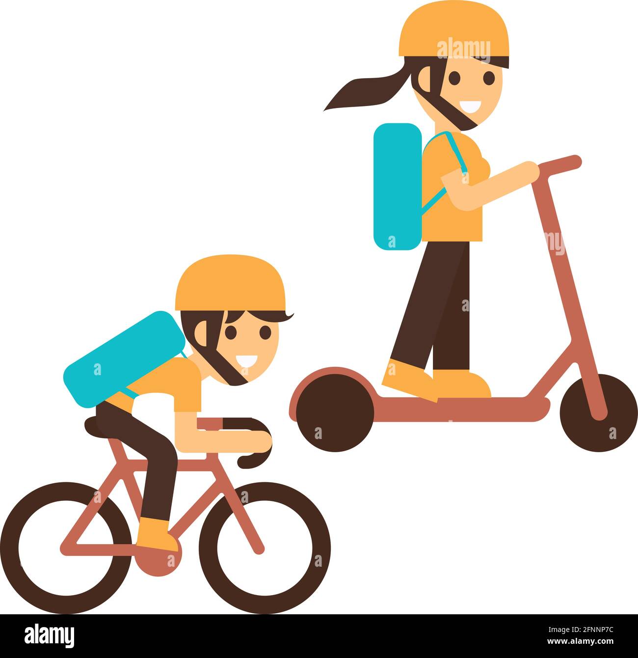 Boy and girl riding to school set. Entrance to school. Vector EPS 10 ...