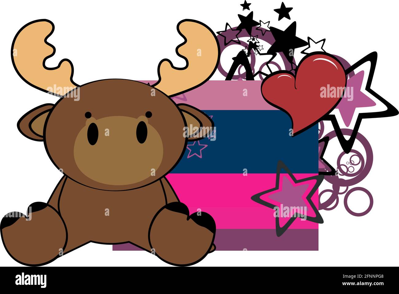 cute baby moose cartoon character sticker in vector format very easy to ...
