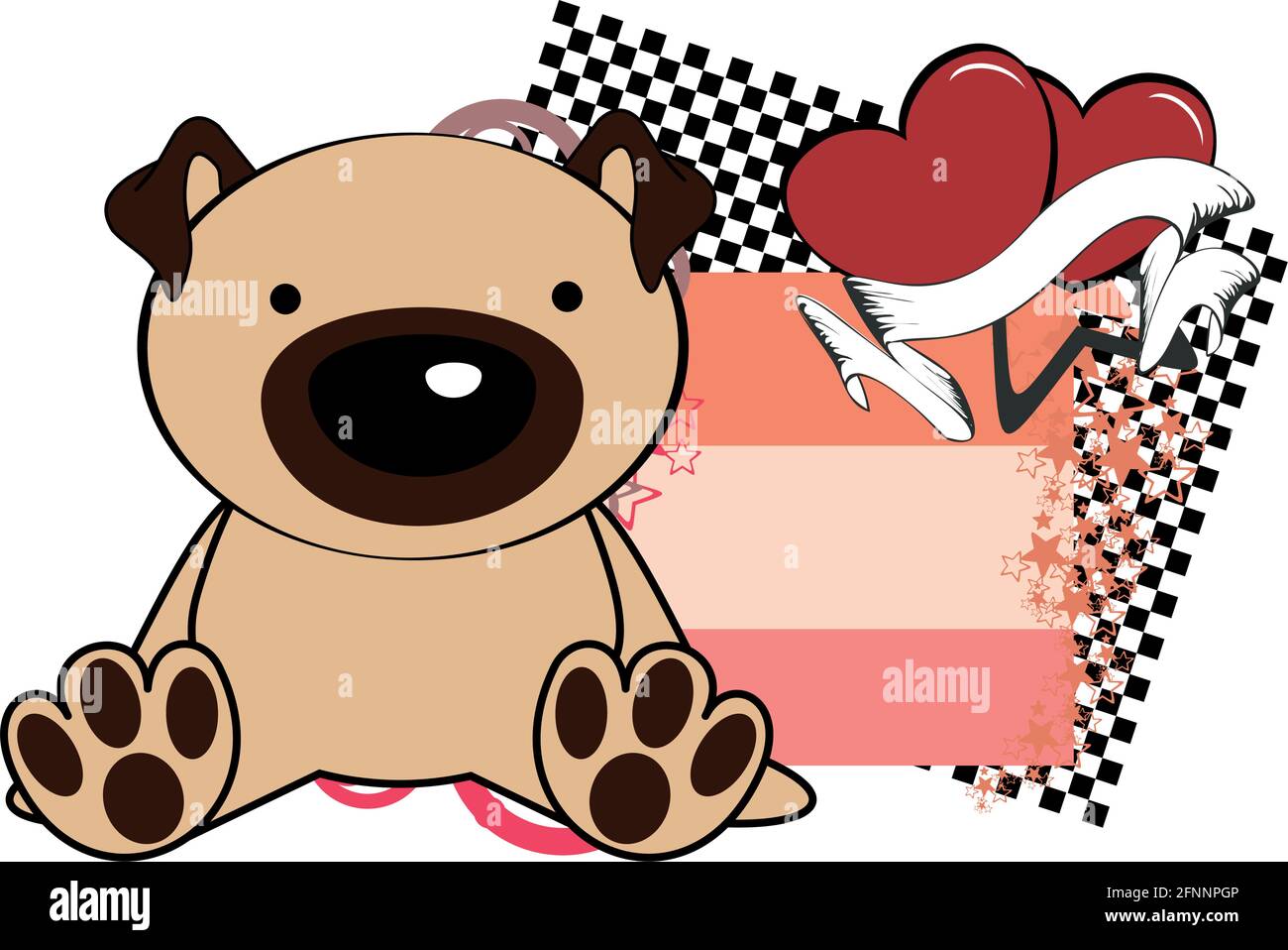 cute baby pug dog cartoon character sticker in vector format very easy ...