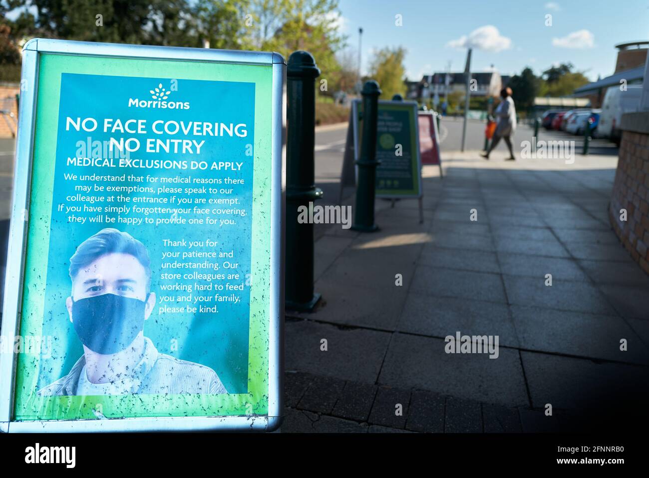 'No face covering, no entry' notice outside Morrisons supermarket ...