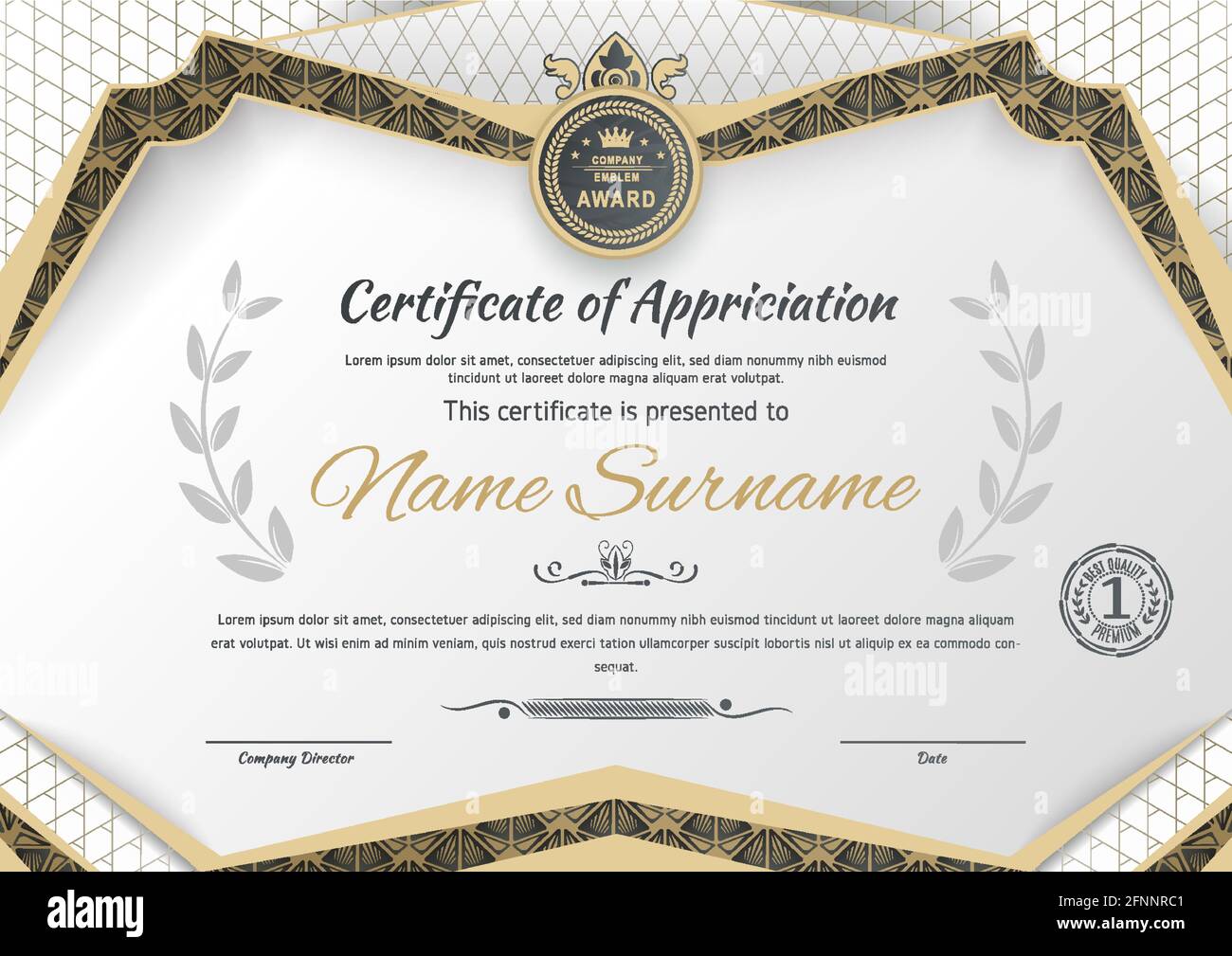 White certificate and modern pattern design elements. Business modern ...