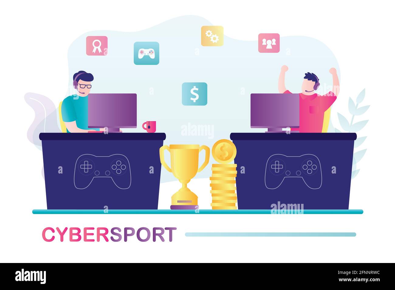 Confrontation between two gamers in online video game. Cybersport ...