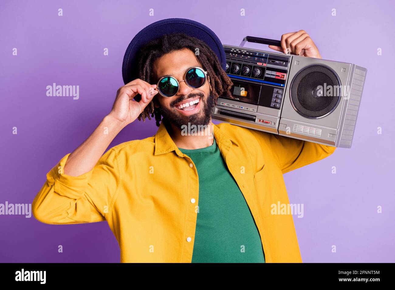 Young man boombox on shoulder High Resolution Stock Photography and ...