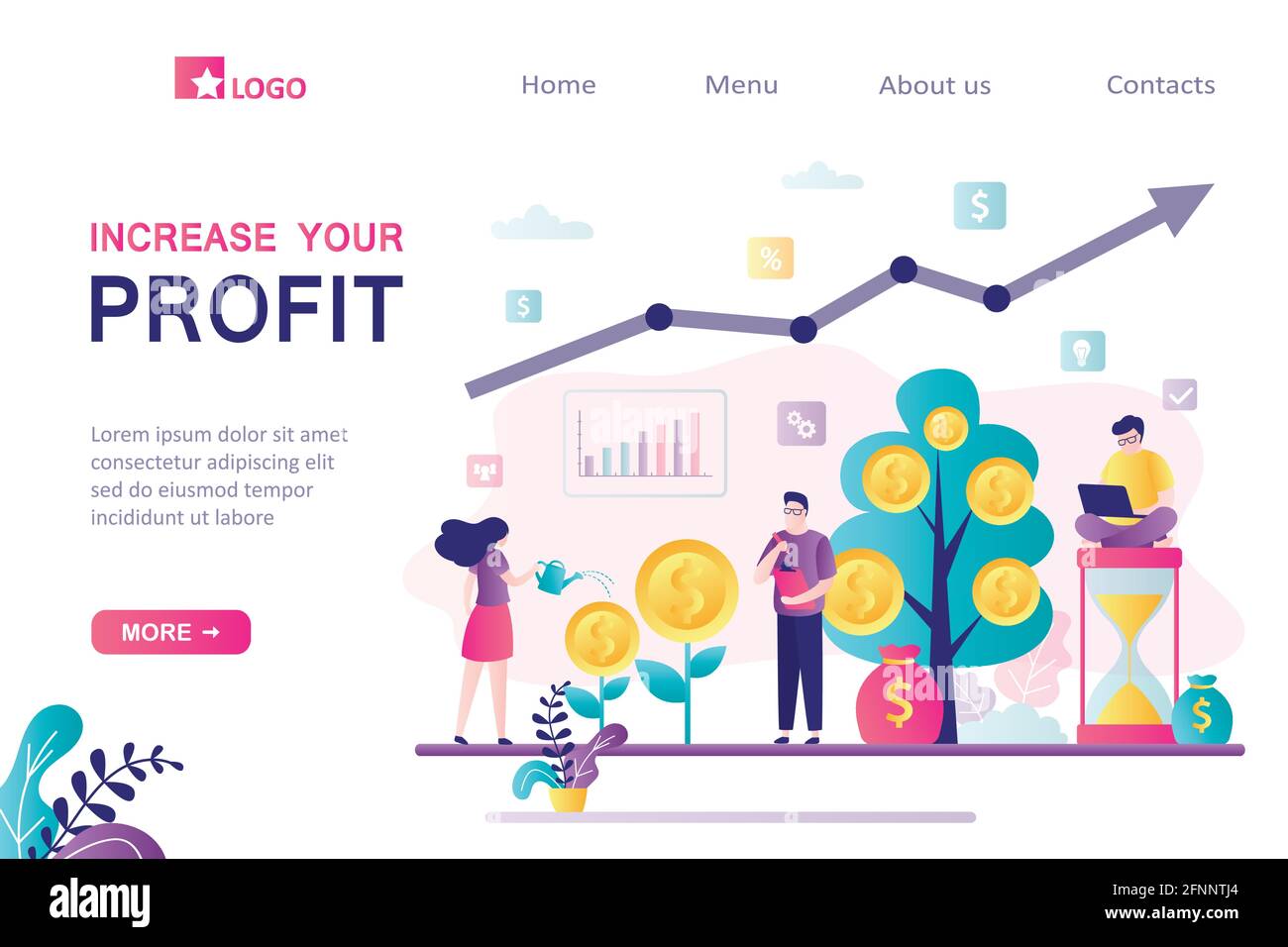 Group of successful investors or business people increase profit ...