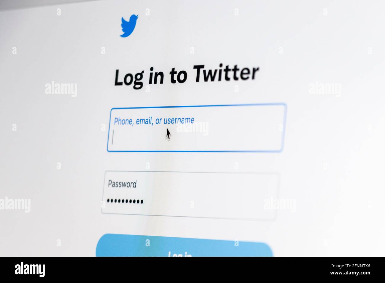Screenshot of Twitter login page on a desktop computer Stock Photo - Alamy