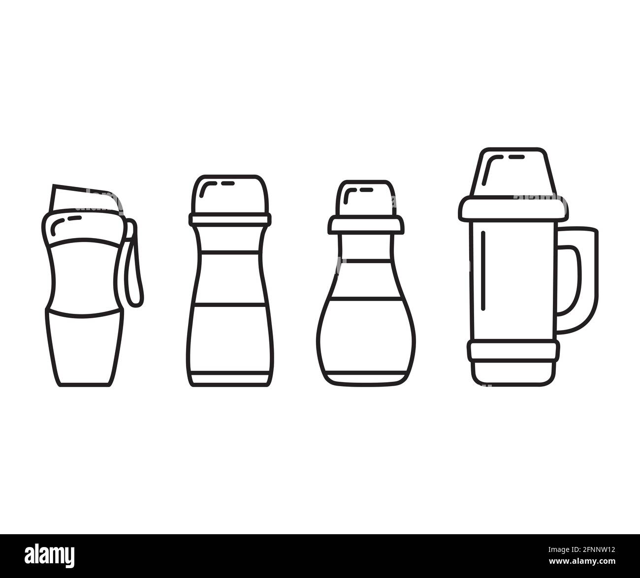 Sport water bottle.Thermo mugs.Outline vector illustration Stock Vector ...