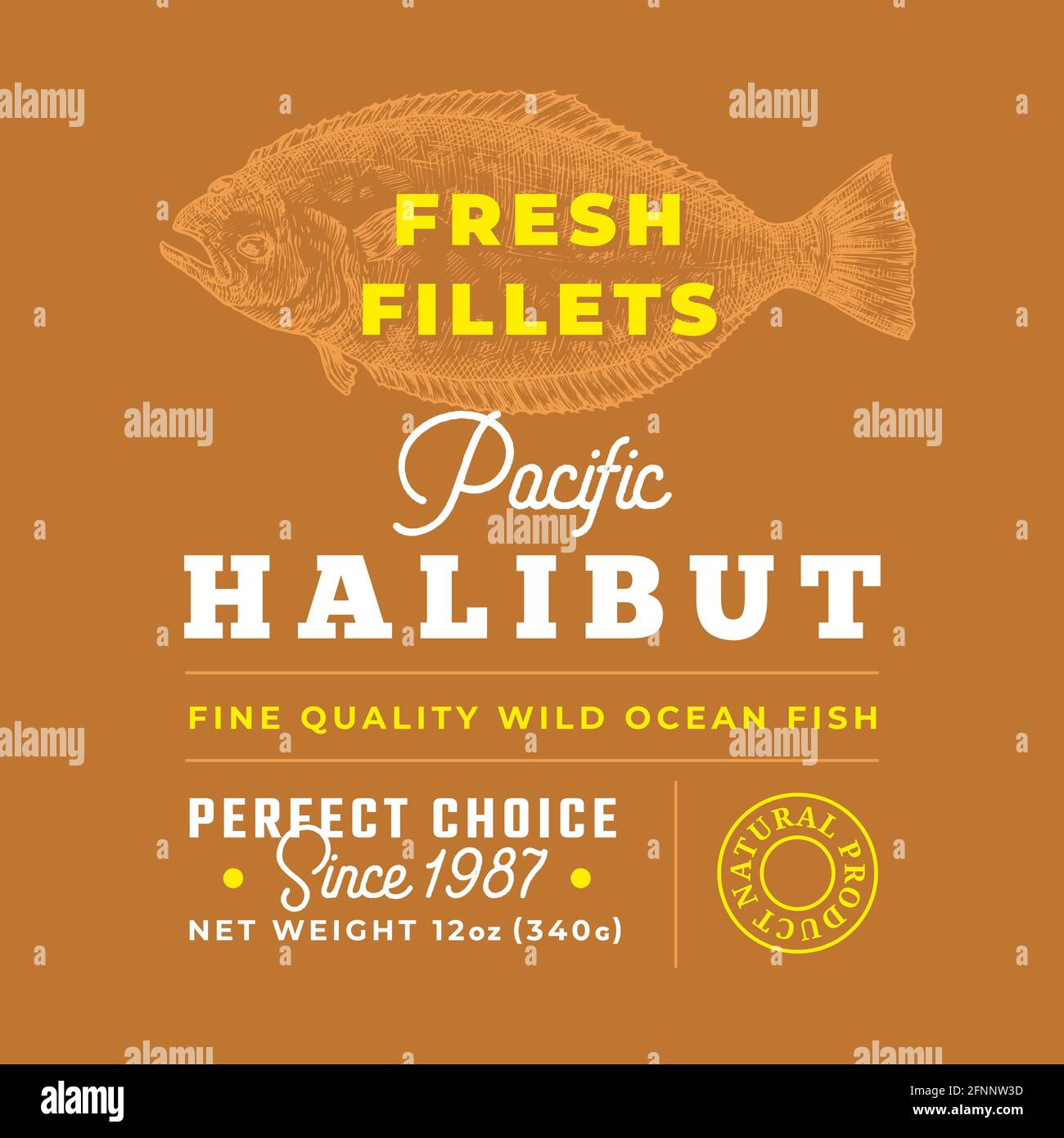 Fresh Fillets Premium Quality Label. Abstract Vector Fish Packaging ...