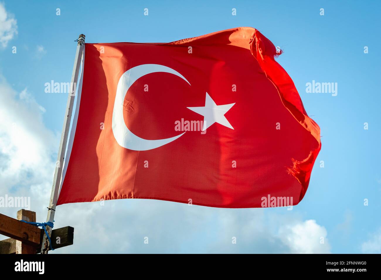 Turkish flag - Turkey Republic national flag waving with the wind in ...