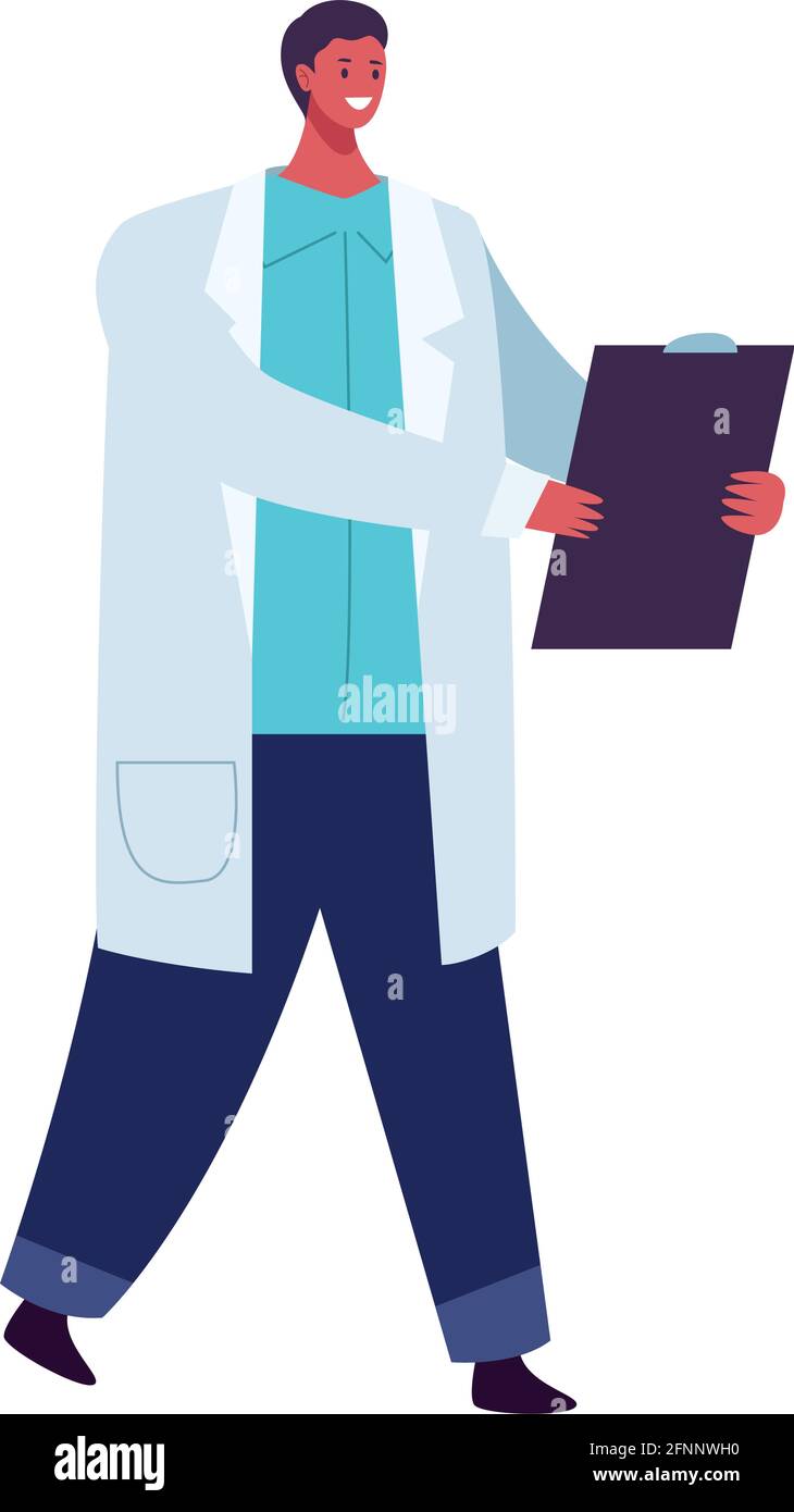 Doctor walking with clipboard Stock Vector Images - Alamy